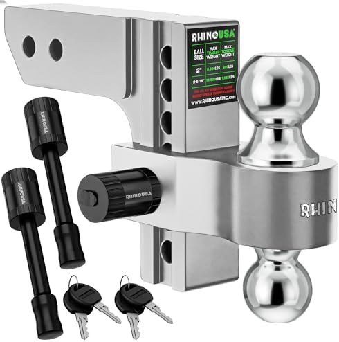Rhino USA Adjustable Trailer Hitch (Fits 2-Inch Receiver) - Heavy Duty ...