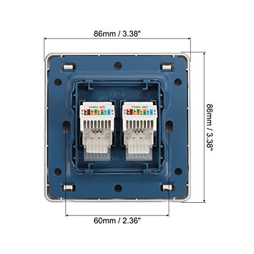 PATIKIL Ethernet Socket Dual Port RJ45 CAT6 Wall Plate Silver Tone for ...