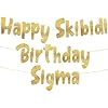 Amazon.com: Happy Skibidi Birthday Sigma Gold Glitter Banner - Gen Z ...