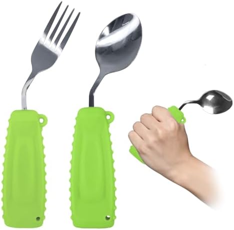 Amazon.com: Ehucon Adaptive Utensils,Weighted Angled Silverware ...