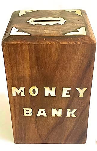 Brand Easy Wooden Money Bank Box Safety Lock Piggy Bank Coin Box ...
