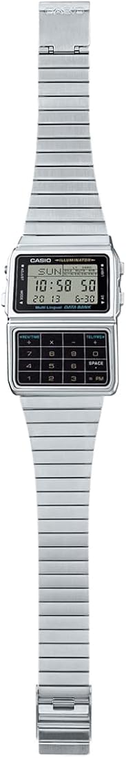 Casio - DBC-611-1D - Databank - Montre Mixte - Quartz Digital - Cadran LCD - Bracelet Acier Gris ...