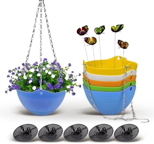 Amazon.com: Foraineam Set of 7 Colors Self-Watering Hanging Planter ...