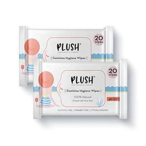 Plush All Natural 100% Biodegradable Intimate Vaginal Wipes for Daily Use | Infused with Aloe ...