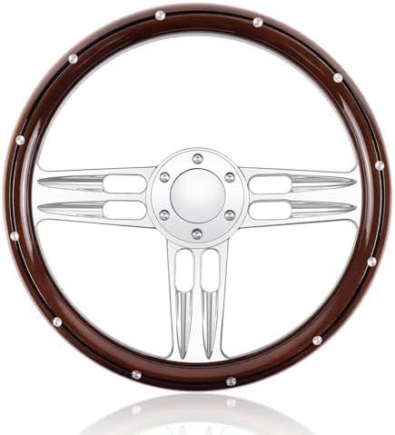 Amazon.com: QYMOPAY Billet Wooden Racing Steering Wheel, 6 Hole ...