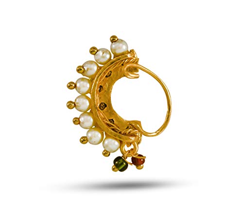 Buy Maharashtrian Nath without piercing Clip On Banu Nose Ring Pearl ...