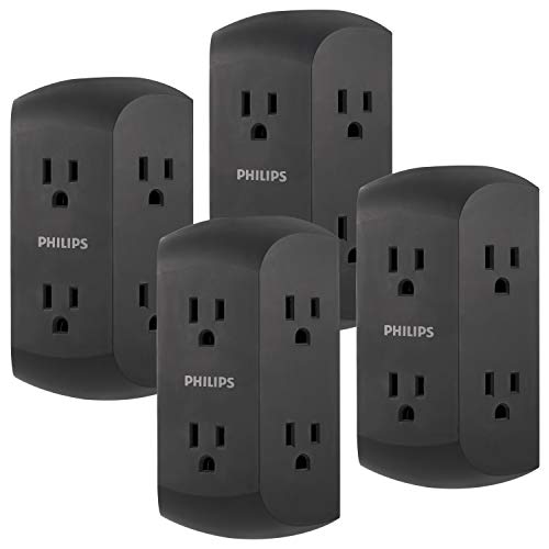 Philips 6-Outlet Extender, 4 Pack, Adapter Spaced Outlets, 3-Prong ...
