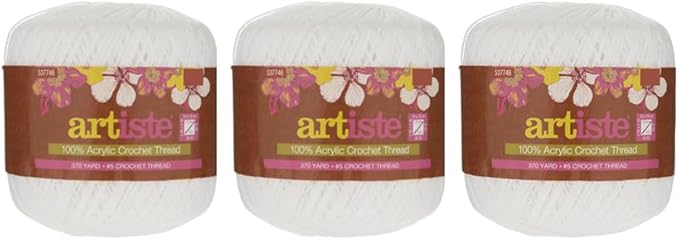 Amazon.com: Hobby Lobby White Crystal Artiste Acrylic Crochet Thread ...