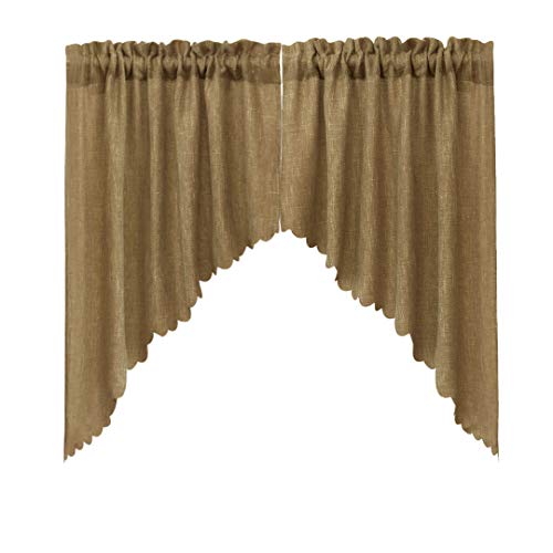 VORTTA Burlap Look Swag Curtains Soft Half Window Rustic Natural Tan ...