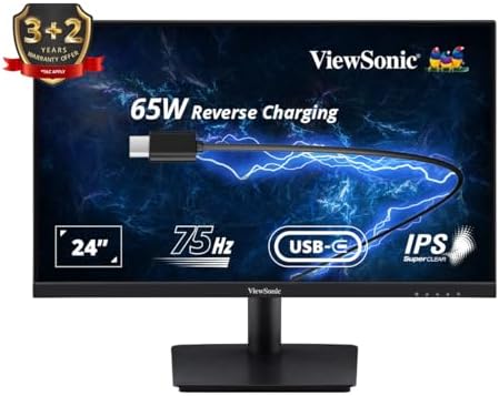 ViewSonic 24 Inch IPS FHD Professional Monitor USB Type-C One Cable ...