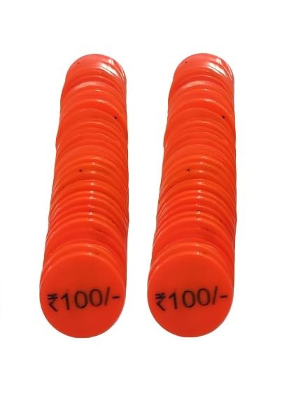 MOREL Orange Plastic Round Shape 100 RS Token Coin, Chips for Shop ...