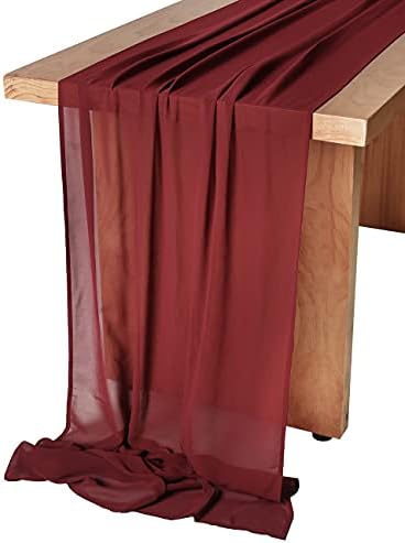 Amazon.com: SHERWAY 27 x 120 Inch Ivory Chiffon Table Runner, Soft Semi Sheer Wedding Party ...