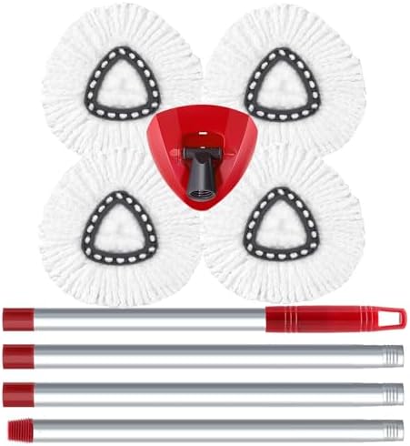 Amazon.com: 4 Pack Spin Mop Head Replacement with 4 Section 30" to 58 ...