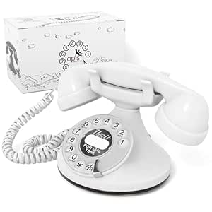 Opis Rotary Landline Phone: White, Corded, Retro Style, Vintage ...