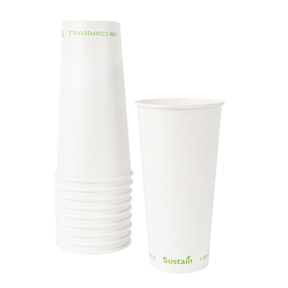 Restaurantware Sustain 22 Ounce Compostable Cold Cups, 50 Disposable ...