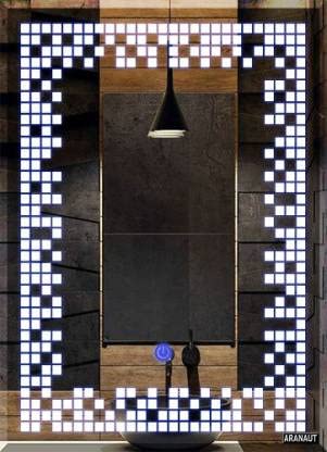 Buy ARANAUT Rectangular Shaped Mirror with Tree design, LED illuminated Vanity Mirror with Touch ...