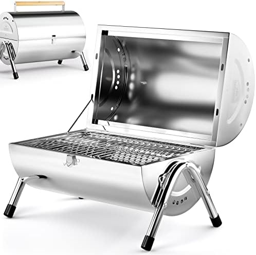 Outsunny Stainless Steel Portable Foldable Charcoal BBQ Barbecue Grill ...