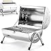 Deuba Stainless Steel Charcoal BBQ Grill With Air Vents | Portable Folding Double Grill Barbecue ...