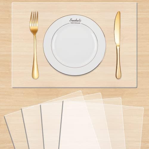 Amazon.com: Boao 6 Pcs Clear Plastic Placemats for Dining Table Heat ...