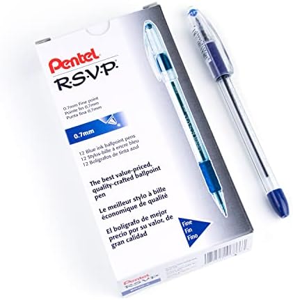 Pentel RSVP Ballpoint Pen, 1.0mm Medium Point, Black Ink, Box of 12 ...