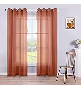 Amazon.com: Linen Rust Curtain Panels for Living Room 96 Inch Length ...