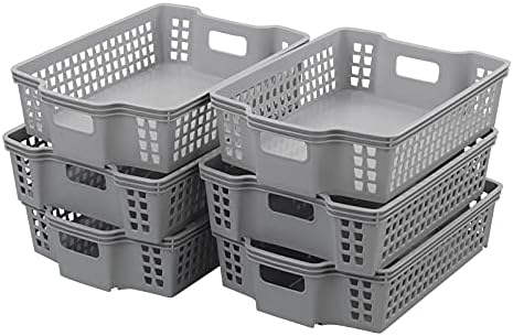 Amazon.com - Idotry 6-Pack Slim Plastic Storage Trays Baskets, Black ...