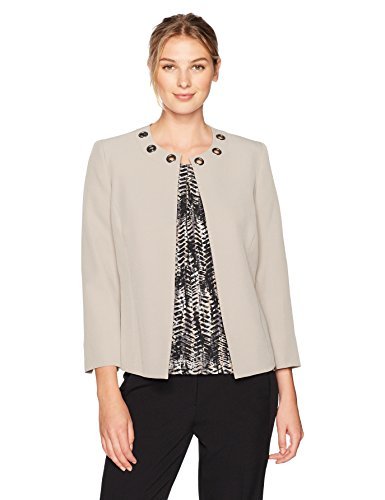 Buy Kasper Women's Stretch Crepe Flyaway Jacket with Grommet Detail ...