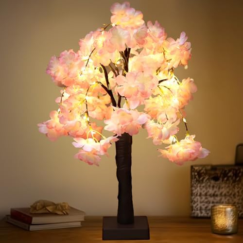 Amazon.com: Uieke 24IN Lighted Cherry Blossom Tree 24 Warm White LED ...