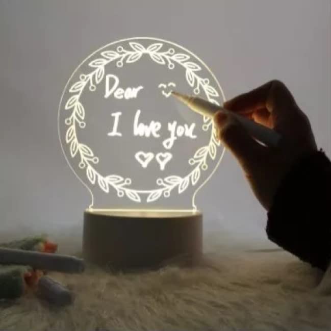 Acrylic Message Board Note Board LED Light Up Clear Writing Board ...