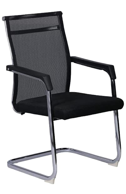 ANMOL GHARI Comfortable Steel Body Black NET Back Chair for Your Home ...