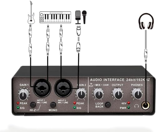 interface de audio,Placa de som profissional de canal duplo com USB 2.0 ...
