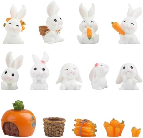Amazon.com: MUAMAX Easter Bunnies Rabbit Figurines Fairy Garden ...