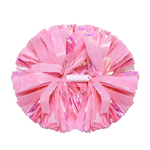 Hooshing Lot de 2 pompons roses pour pom-pom girl avec poignée de bâton ...