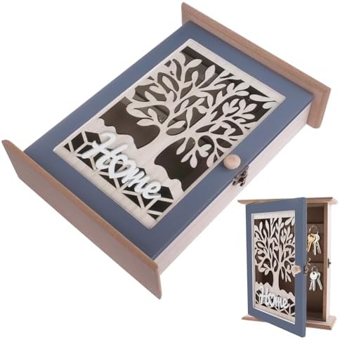 oupados Wooden Box Key Holder Wooden Key Box Wall Mounted Wooden Key ...