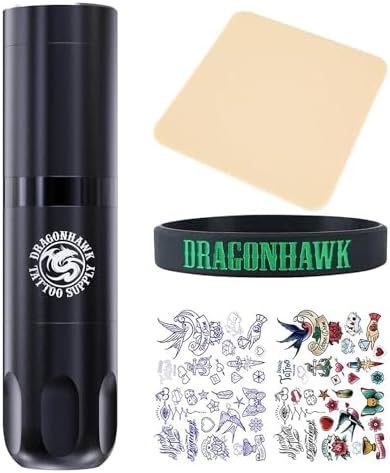 Amazon.com: Dragonhawk Practice Tattoo Kit, The X2 Wireless Tattoo Pen ...