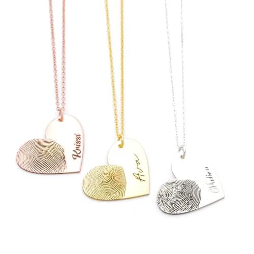 Amazon.com: Personalized Fingerprint and Handwriting Necklace, Memorial ...