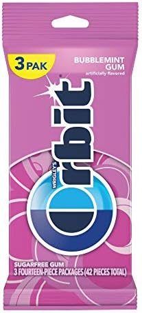 Amazon.com : ORBIT Bubblemint Chewing Gum Sugar Free, 3 Packs of 14 ...