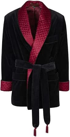 Men's Robes Quilted Smoking Jackets Black Velvet Robes Smoking Jacket ...