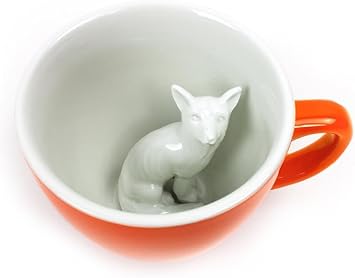Amazon.com | Creature Cups FOX Ceramic Cup (11 Ounce, Red Orange ...
