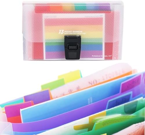 1 pcs Expanding File Folder,A6 Size 13 Pockets Portable Accordion ...