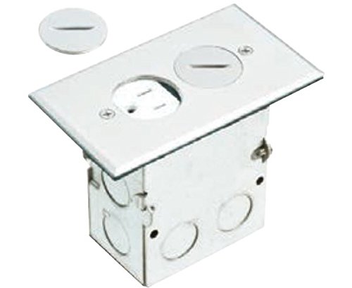 Single Gang Power Outlet Floor Box Kit with Steel Box and Metal Cover ...