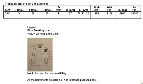 Stainless Steel 316 Trapezoid Quick Link 3/8″ (9mm) Marine Grade – BigaMart