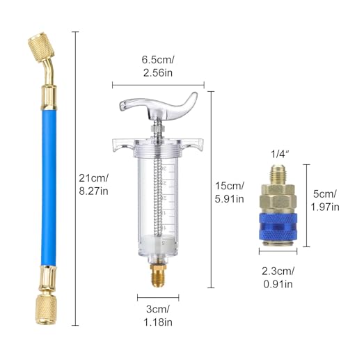 30ML Oil & Dye Injector Kit with Fluid Pipe & Straight Column Quick ...