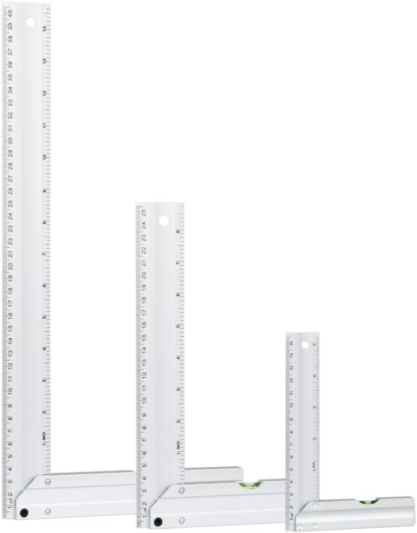 POWERTEC 80005 L Square Ruler Set w/Bubble Levels, Anodized Aluminum ...