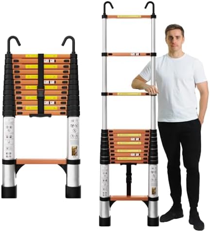 EvaStar 12.5FT Telescoping Ladder, Aluminum Lightweight Extension ...