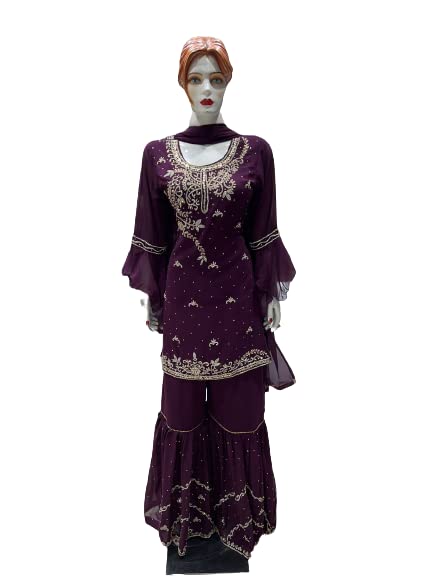 Buy NAAZ GARMENTS Sharara suits with jarkan work at Amazon.in