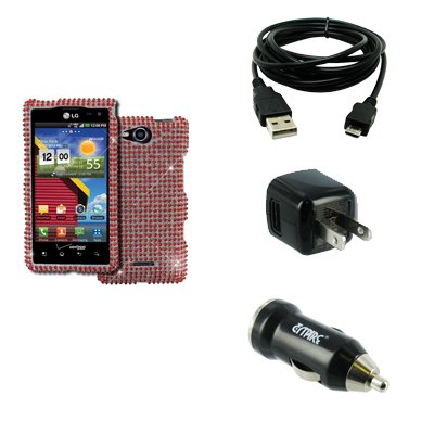 EMPIRE LG Lucid VS840 Full Diamond Bling Design Case Cover (Red) + USB ...