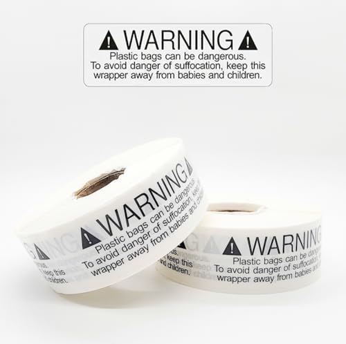 Amazon.com : 1000 Labels 1x3 inch Transparent Suffocation Warning Label ...