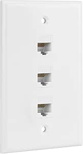 Placa de parede Ethernet, tomada de parede RJ45 de 3 portas Cat6 fêmea ...