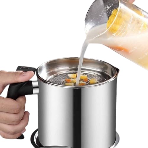 Stainless Steel Oil Filter Pot Kitchen Grease Separator and Storage Jar ...